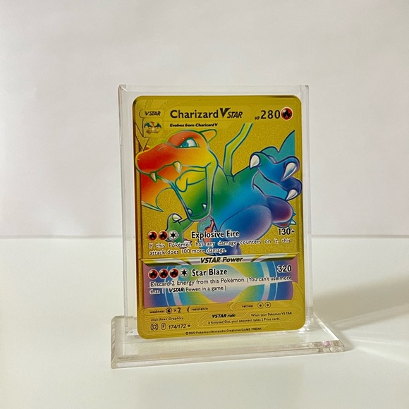 Pokemon | Other | Pokmon Charizard Vstar 74172 Metal Gold Card ...